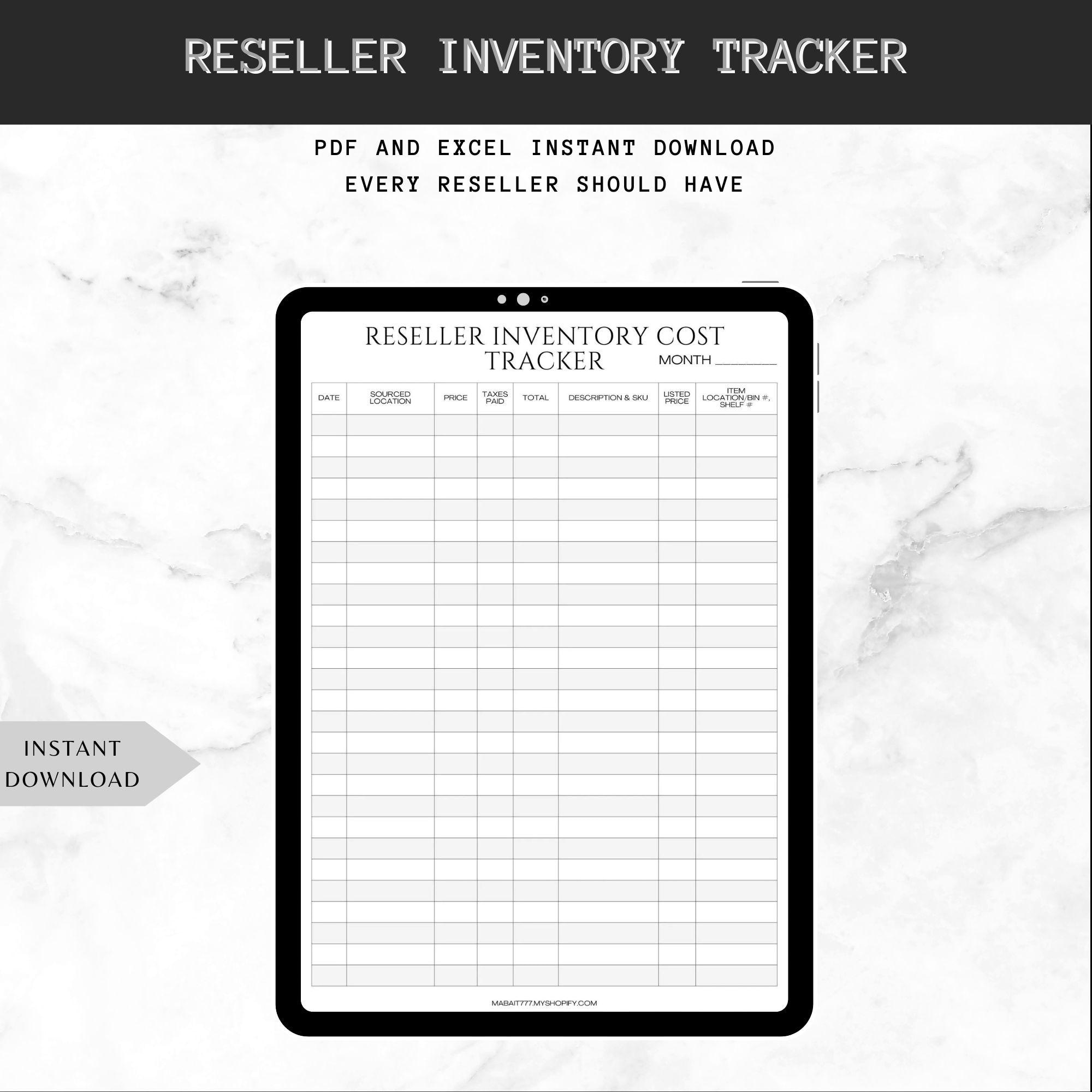 Reseller Tracker Spreadsheet Template Excel Inventory & Sales for Etsy ...
