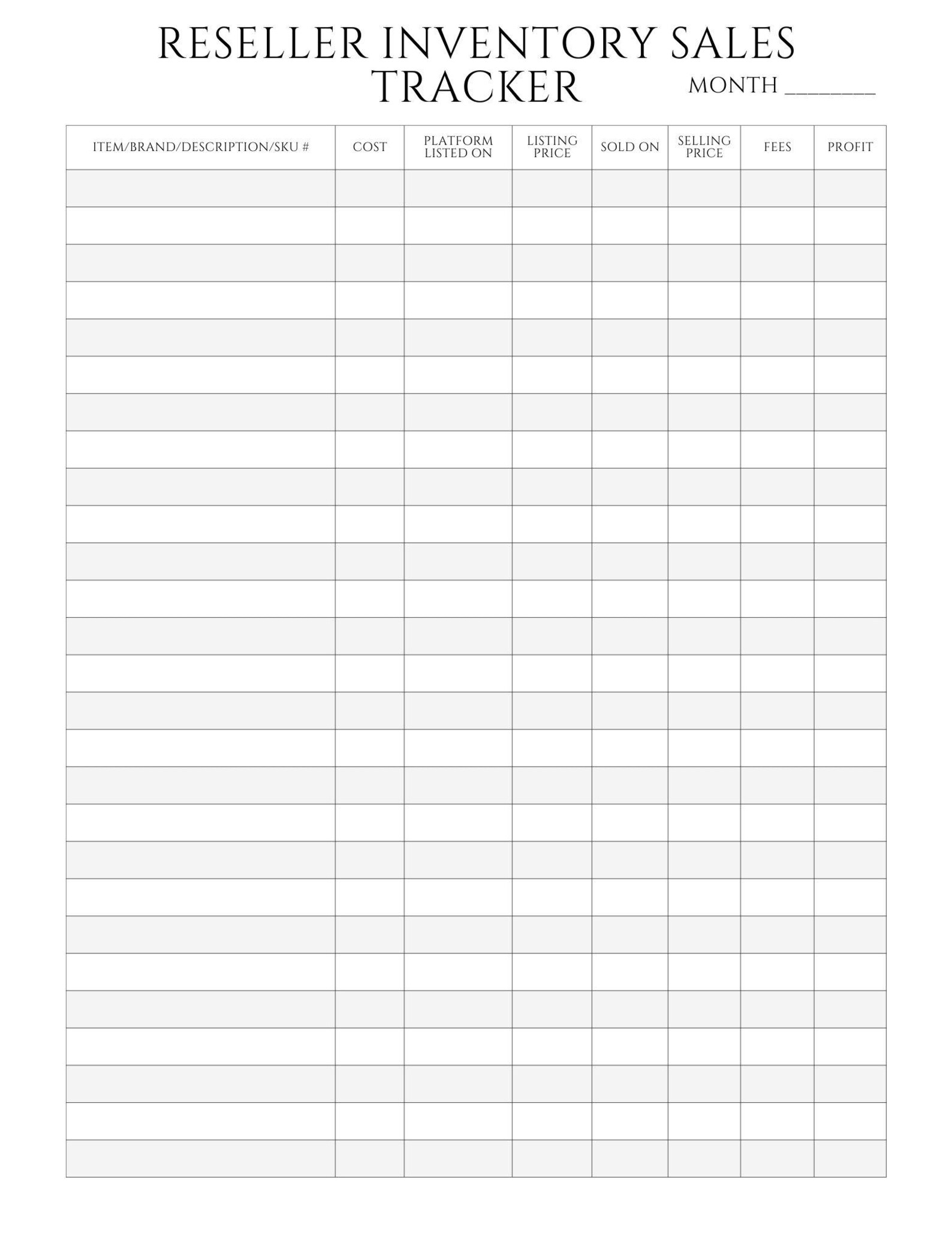 Reseller Tracker Spreadsheet Template Excel Inventory & Sales for Etsy ...