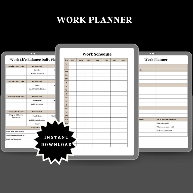 Work-life Balance Planner | Printable & Digital Template - Etsy