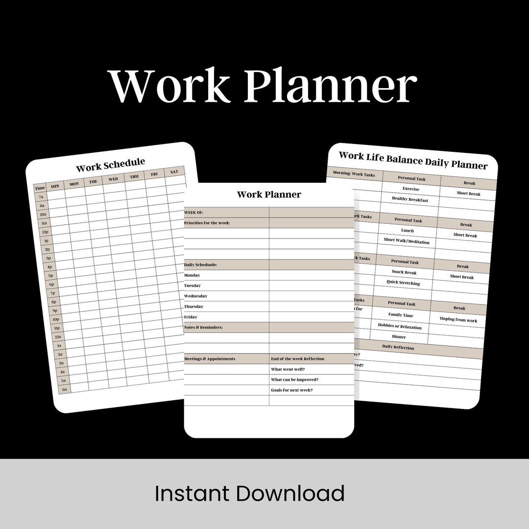 Work-life Balance Planner | Printable & Digital Template - Etsy