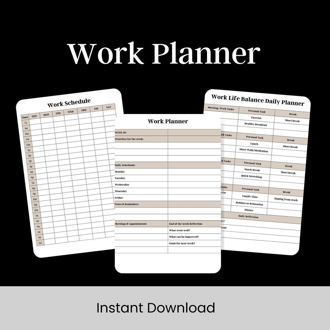 Work-life Balance Planner | Printable & Digital Template - Etsy