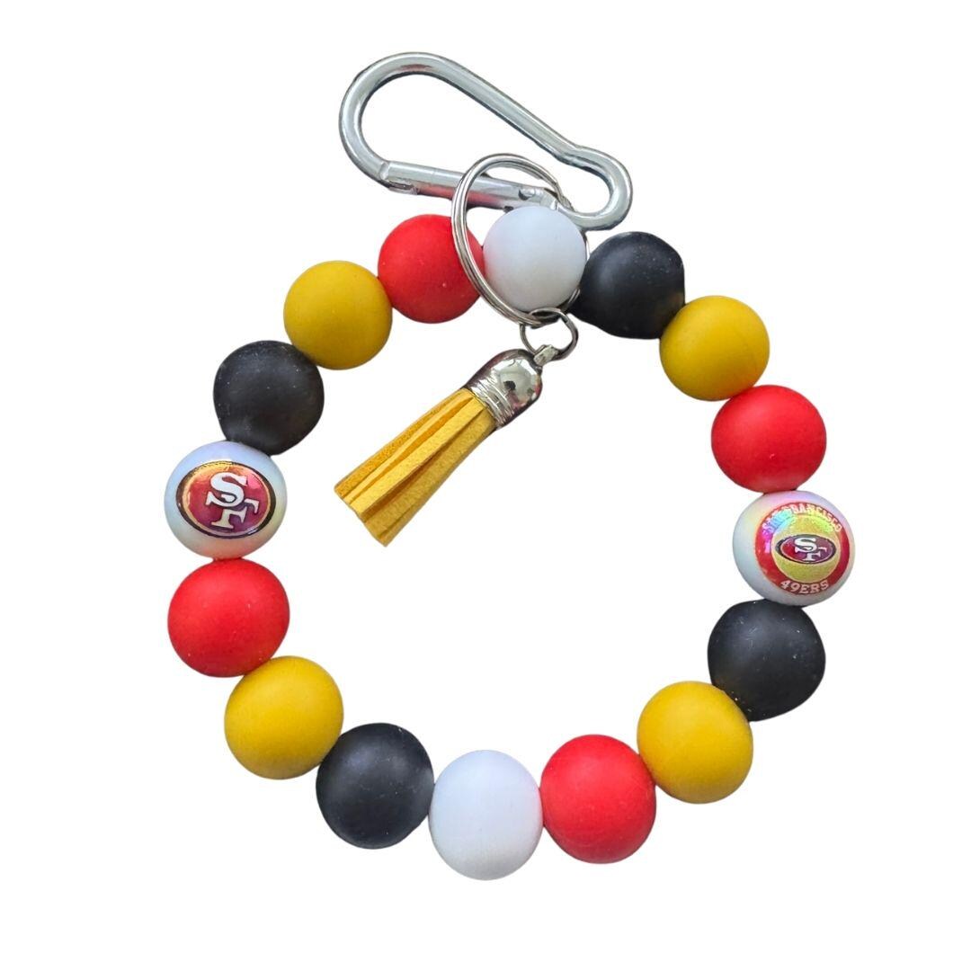 49ers San Francisco Football Stretch Silicone Beads Bracelet Wristlet ...