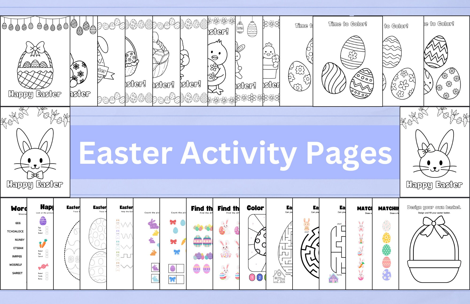 32 Easter Holiday Activity Printable Worksheets, Activity and Coloring ...