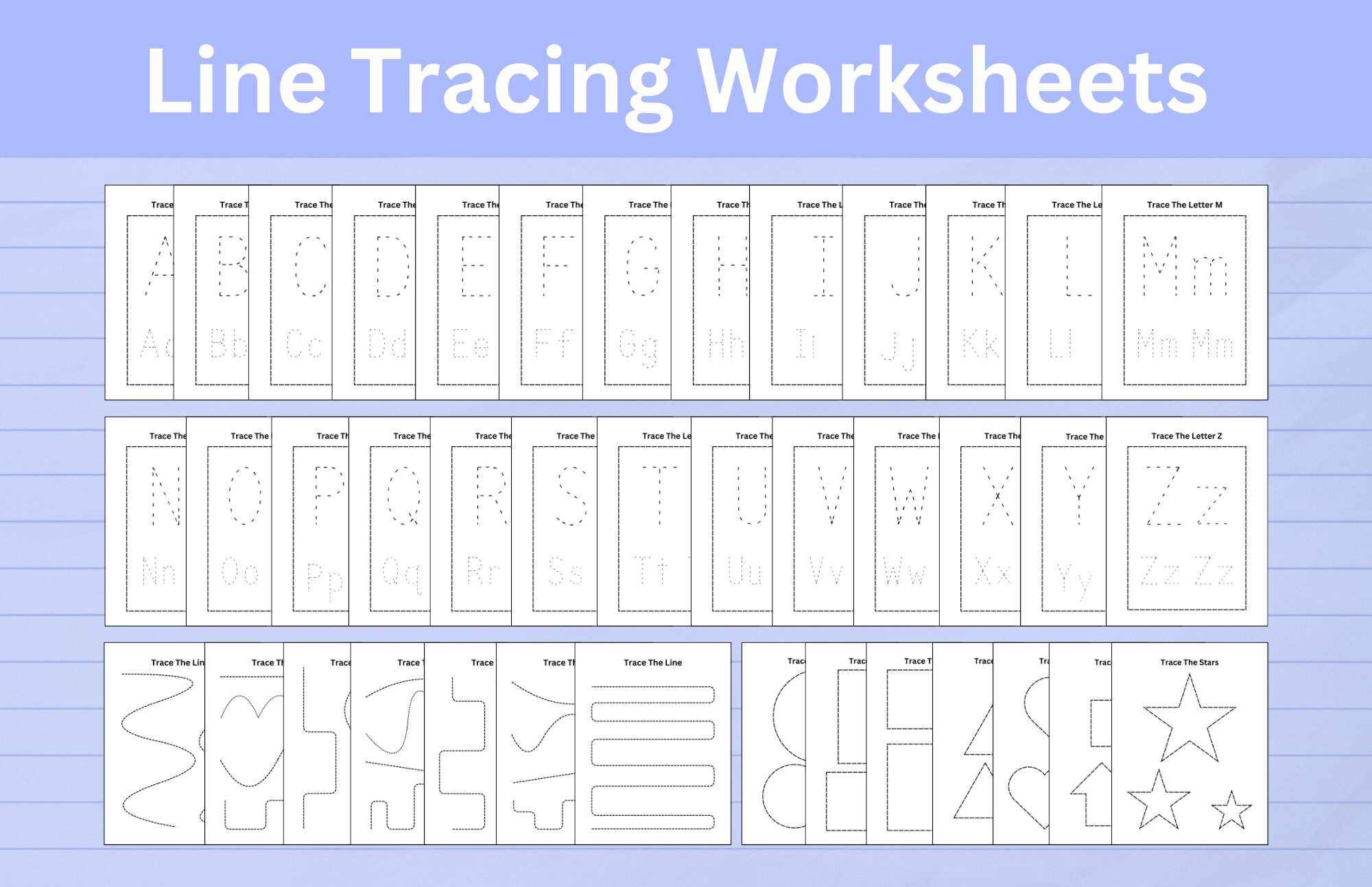 Line Tracing Printable Worksheets, Homeschool, Kindergarten, Preschool ...