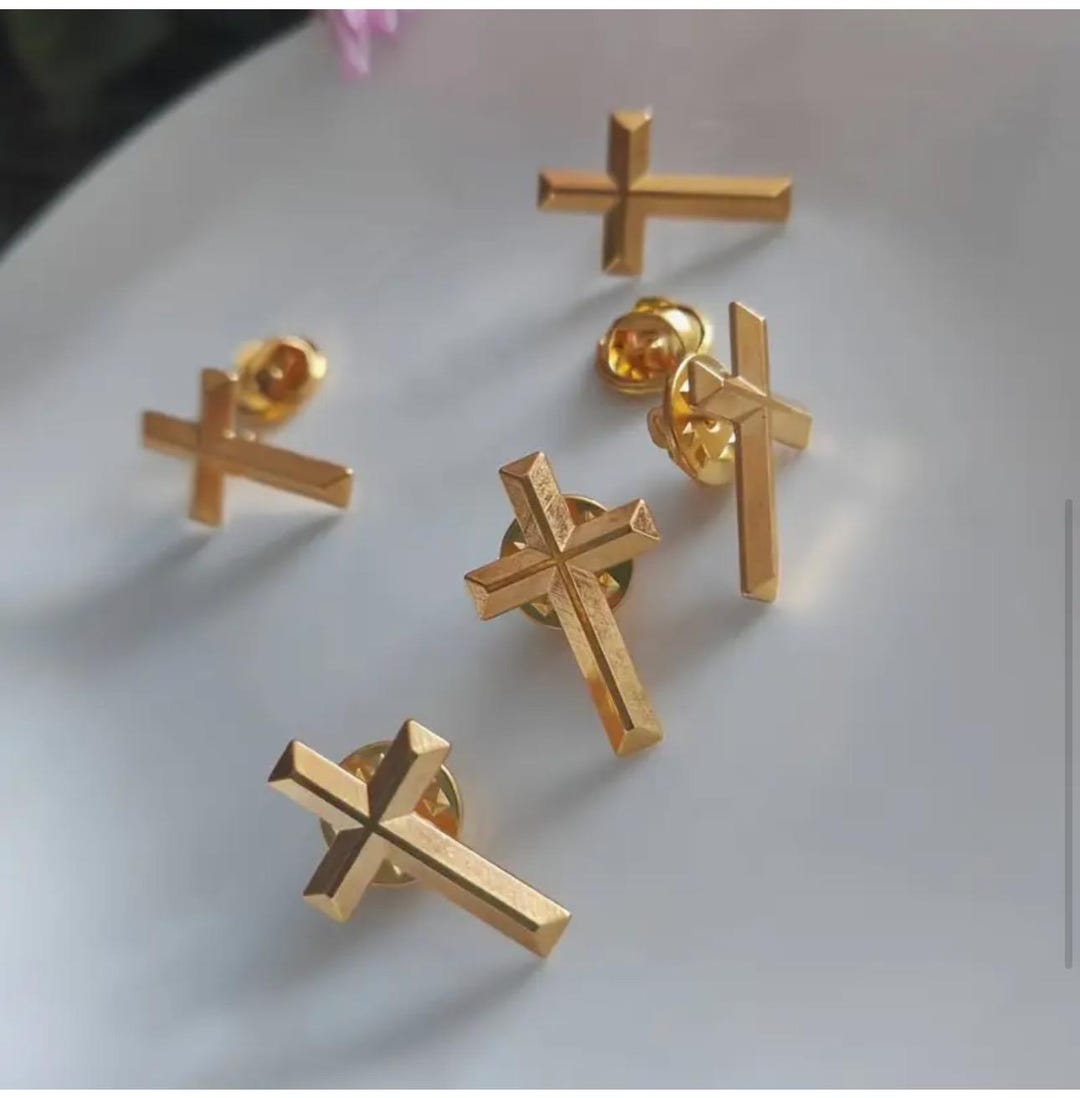 Gold Cross Witness Pin With Bevelled Edges - Etsy