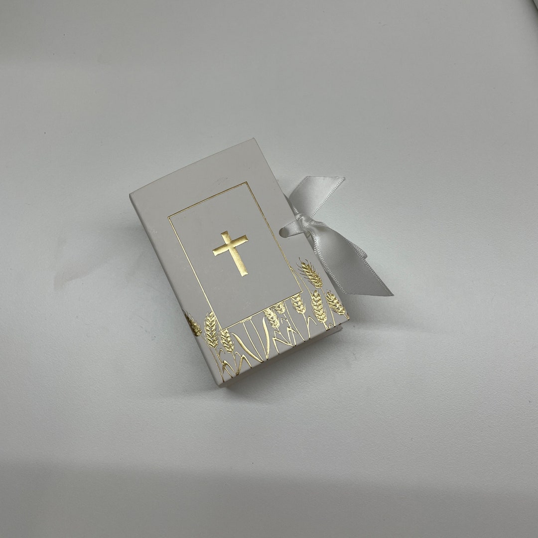 First Holy Communion Favor Boxes: White & Gold DIY Bomboniere, Set of ...