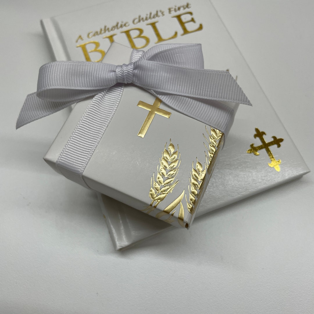 10 X First Holy Communion Boxes White Gold DIY Bomboniere Favors ...
