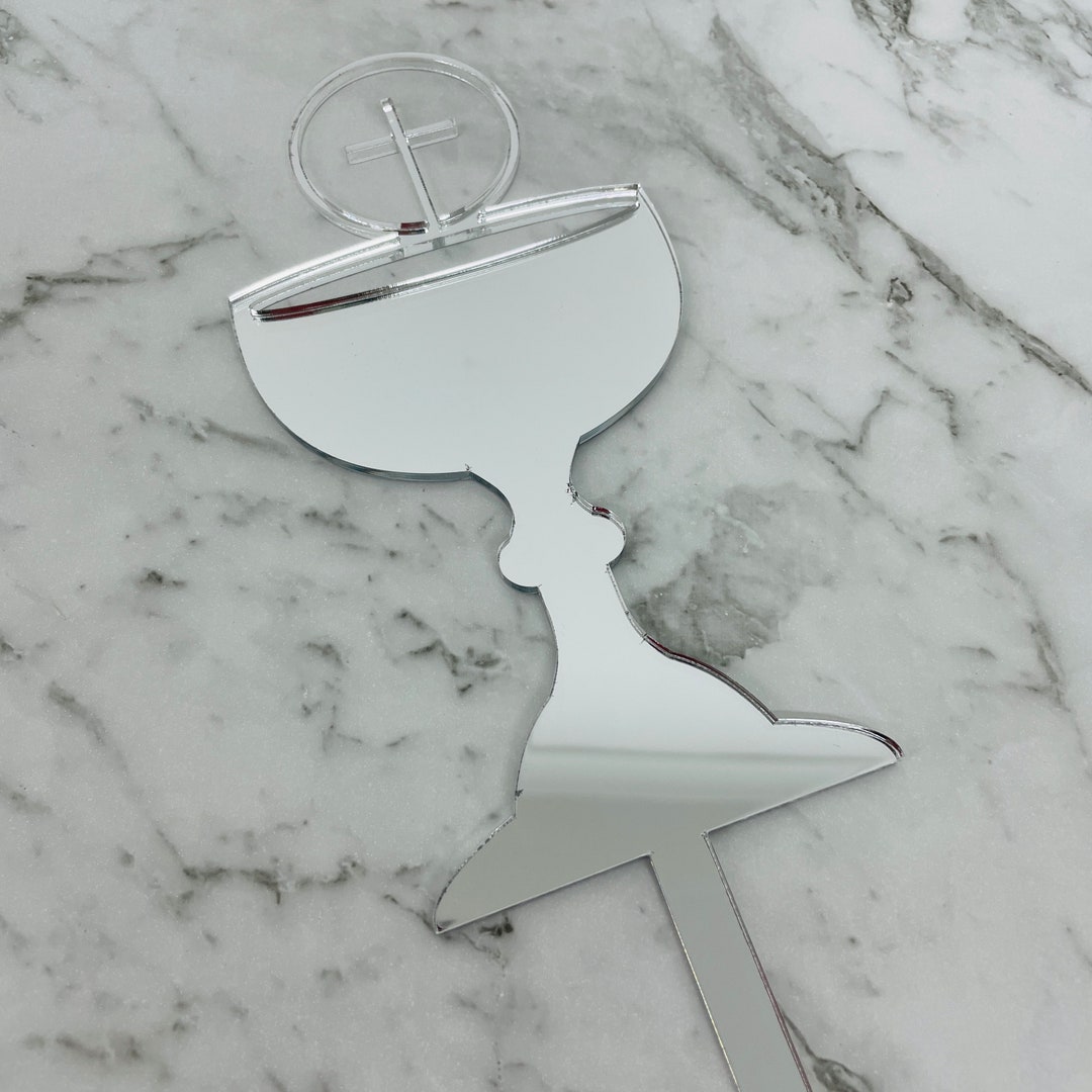 First Holy Communion Confirmation Chalice Cake Topper Silver - Etsy