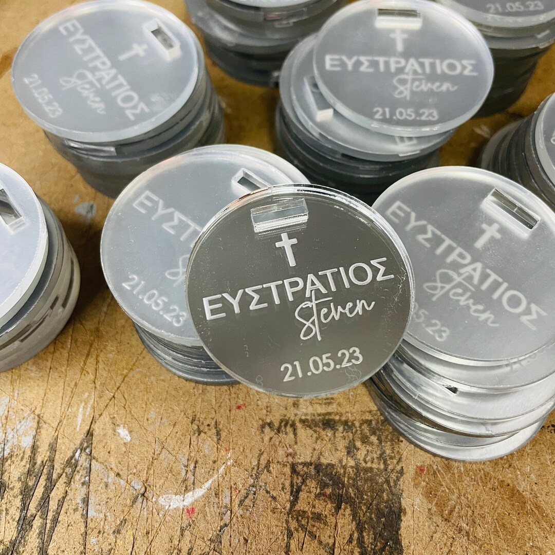 10 X Greek Text Personalised Bomboniere Name Tags - Etsy