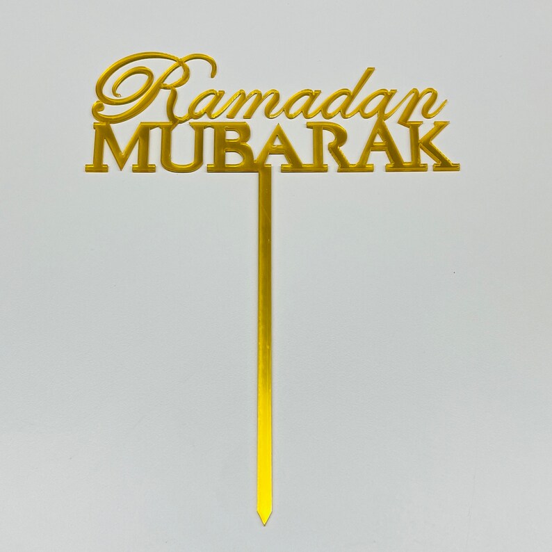 Ramadan Mubarak Gold Acrylic Cake Topper Eid - Etsy