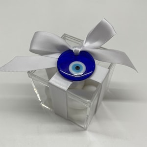Evil Eye Clear Box Bomboniere | Christening | Baptism | Koufeta - Etsy