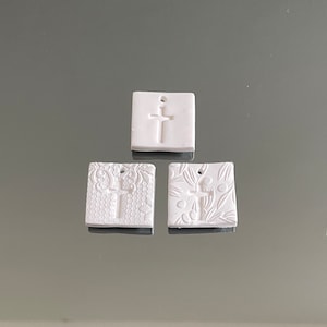 White Square Clay Cross Charms for DIY Bomboniere Favors - Etsy