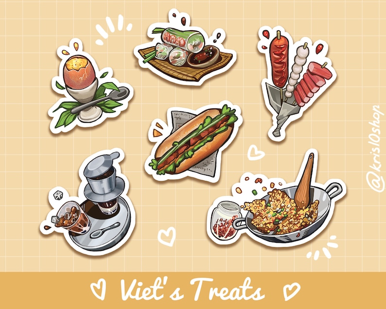 2.5" Vietnamese Street Food Die Cut Sticker Pack - Etsy