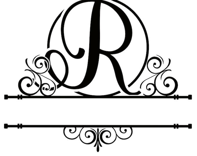 Letter R Split Monogram Digital File | Etsy
