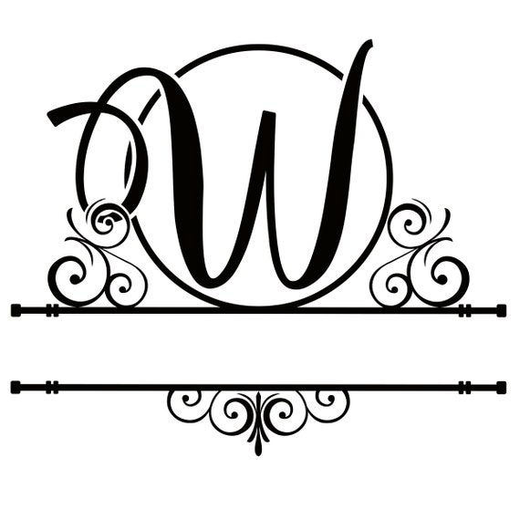 Letter W Split Monogram Digital File - Etsy