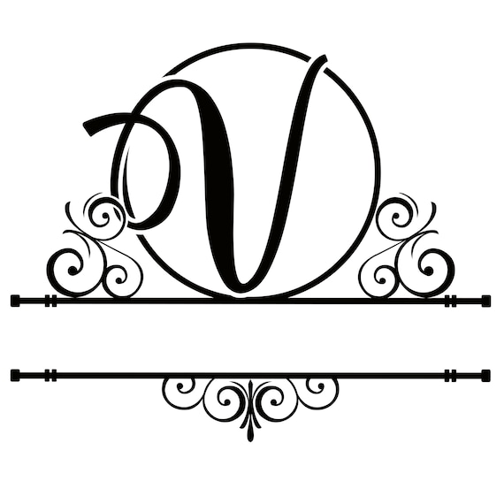 Letter V Split Monogram Digital File - Etsy