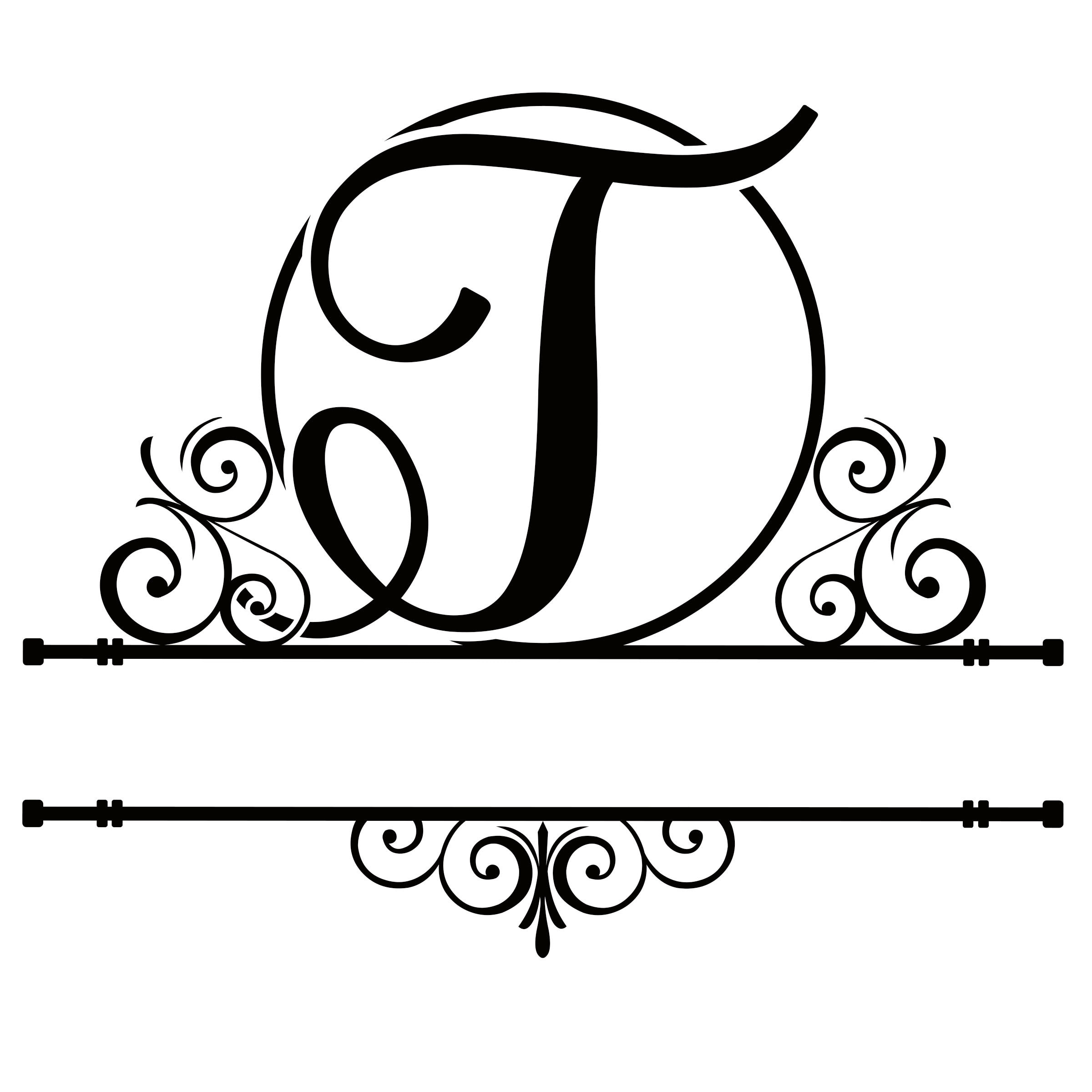 Letter T Split Monogram | Digital File - Etsy