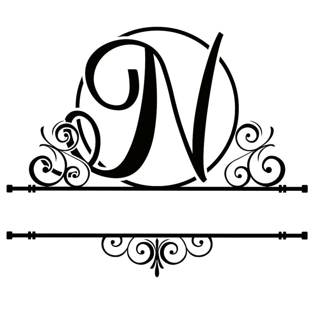 Letter N Split Monogram | Digital File - Etsy