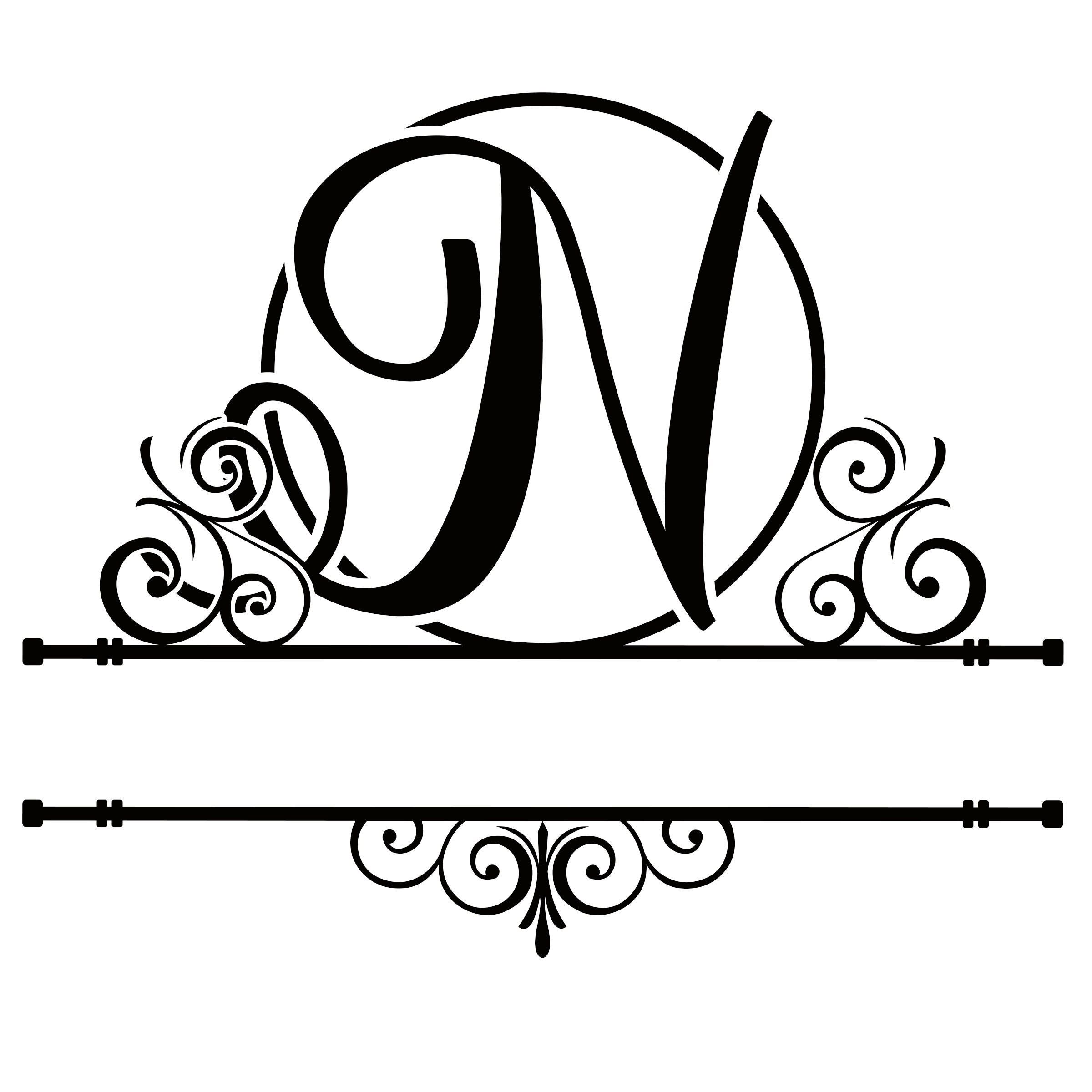Lettre N Split Monogram | Fichier numérique - Etsy France