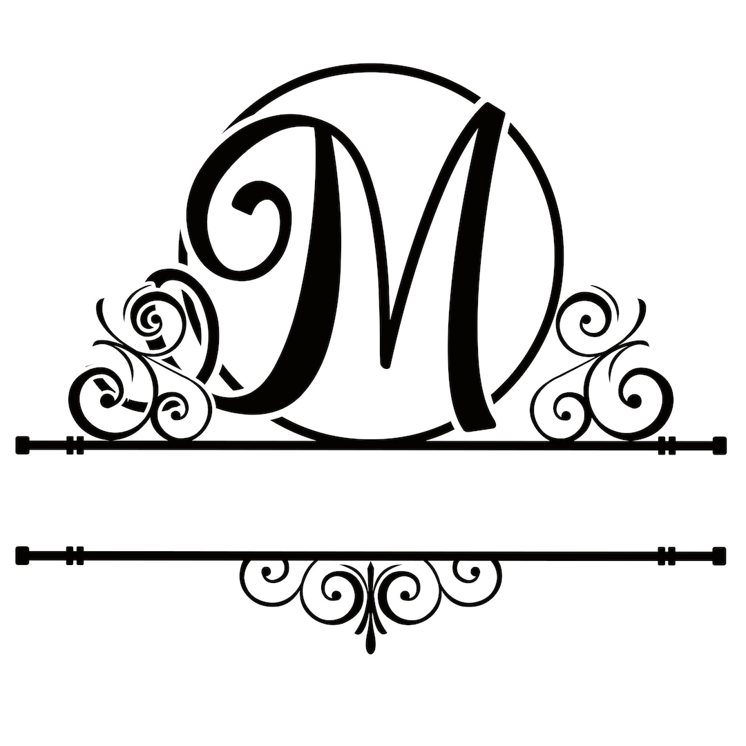 Letter M Split Monogram | Digital File - Etsy