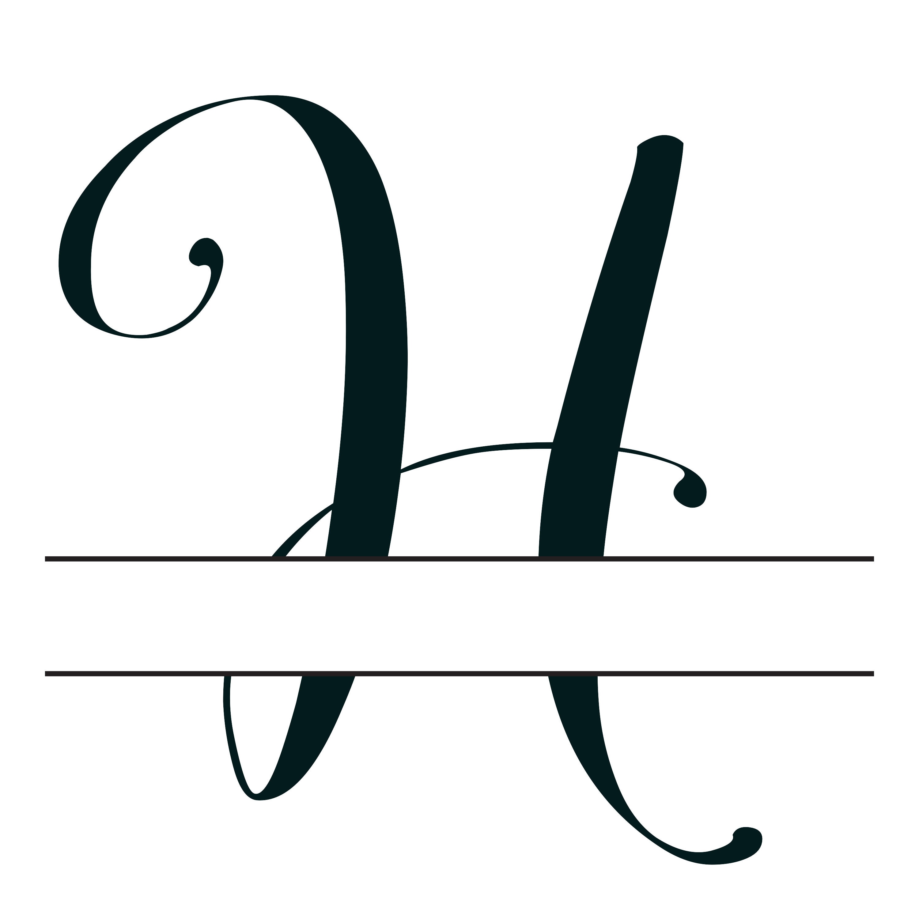 Letter H Split Monogram | Digital File - Etsy