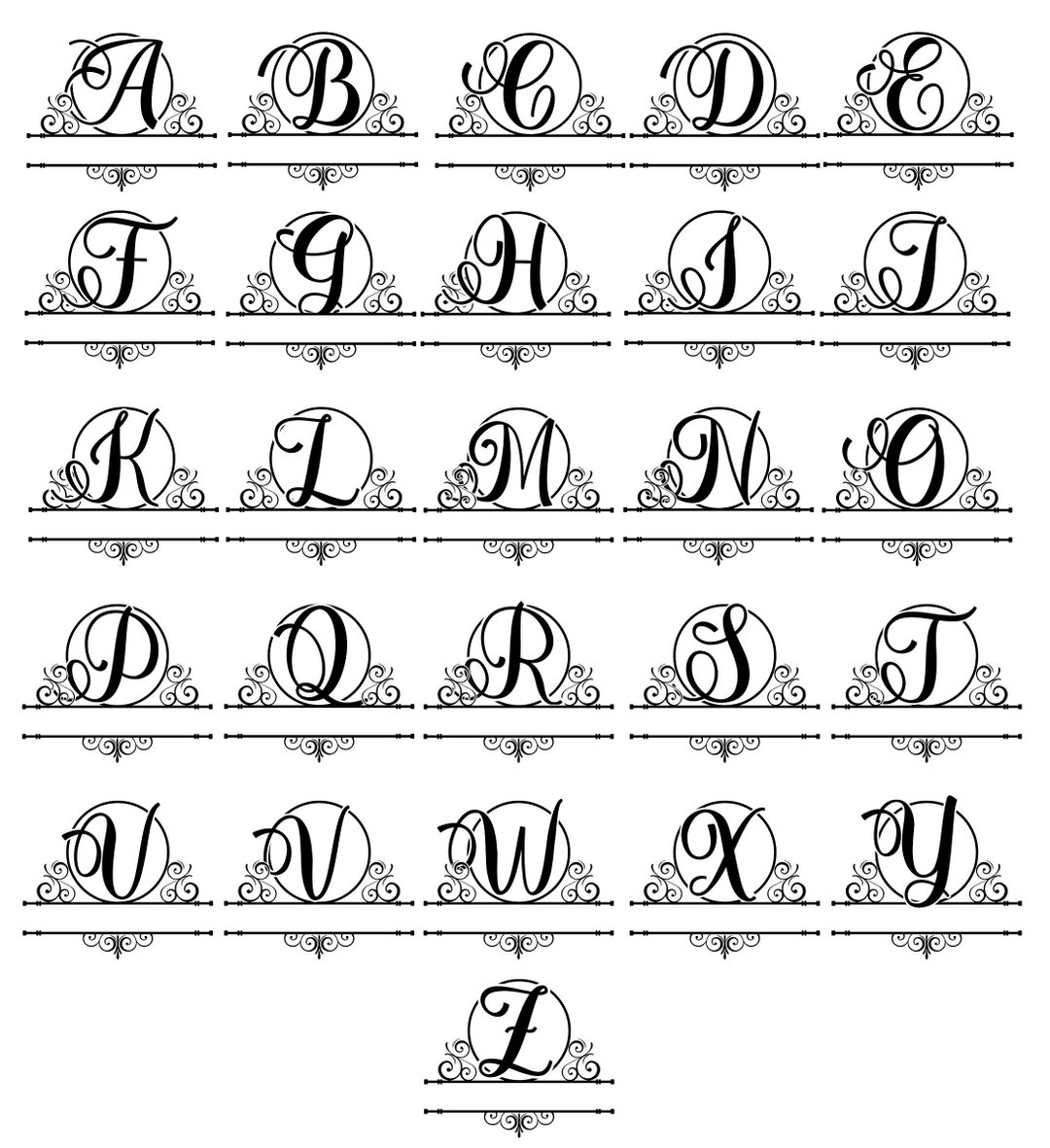 Split Monograms From A to Z (complete Set) - Etsy