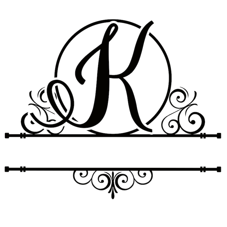 Letter K Split Monogram | Digital File - Etsy