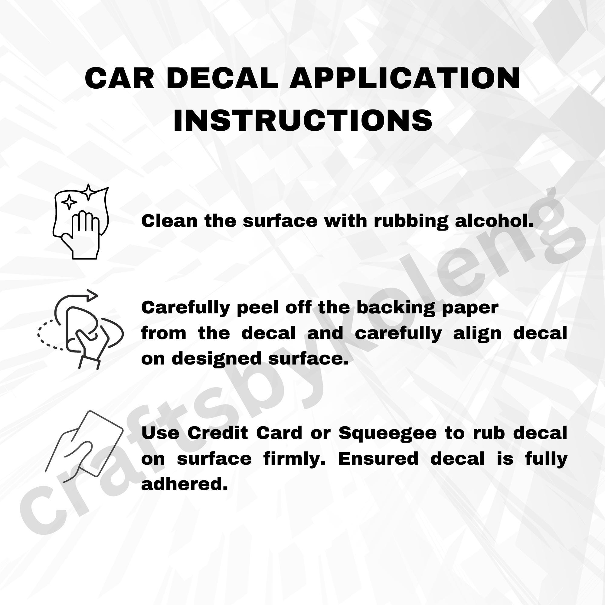 Printable Car Decal Vinyl Sticker Application Instructions | PNG, JPG ...