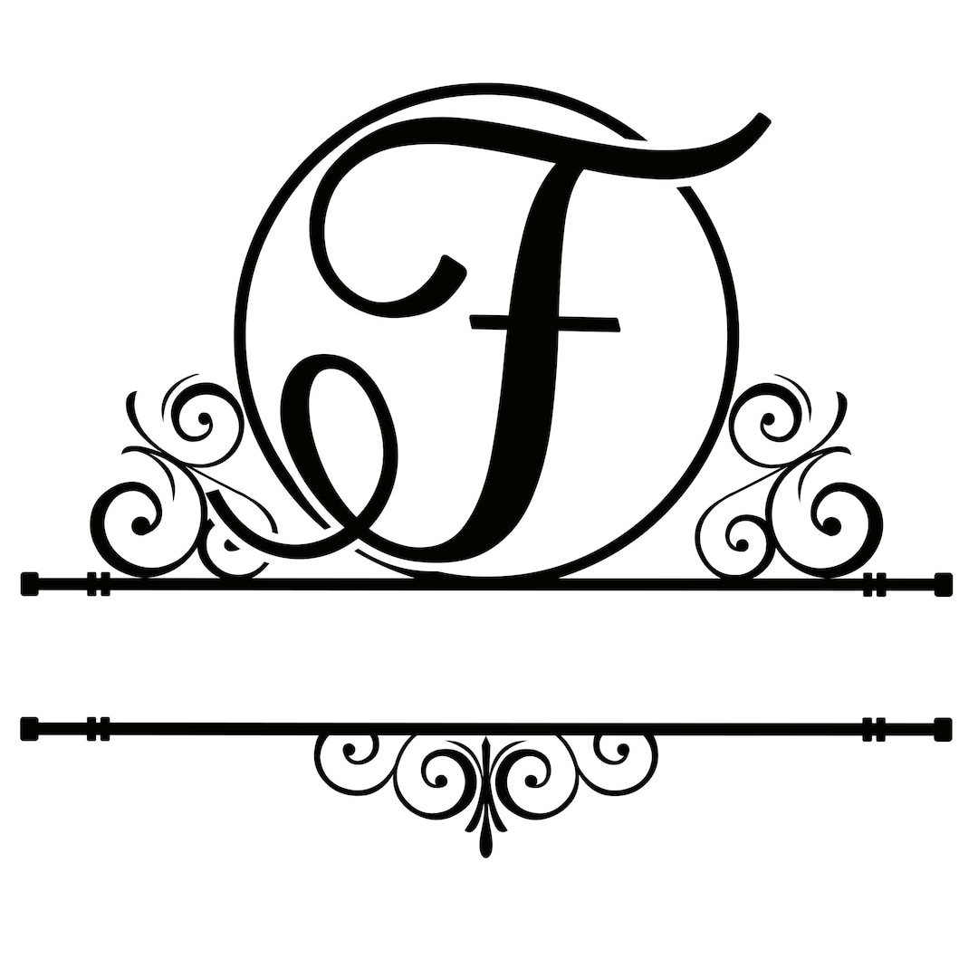 Letter F Split Monogram | Digital File - Etsy