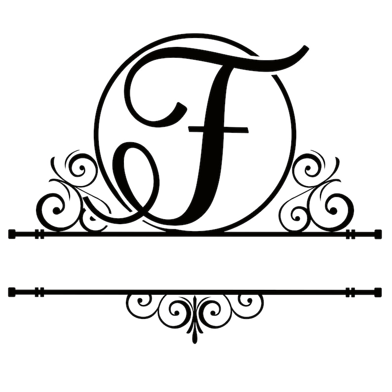 Letter F Split Monogram | Digital File - Etsy