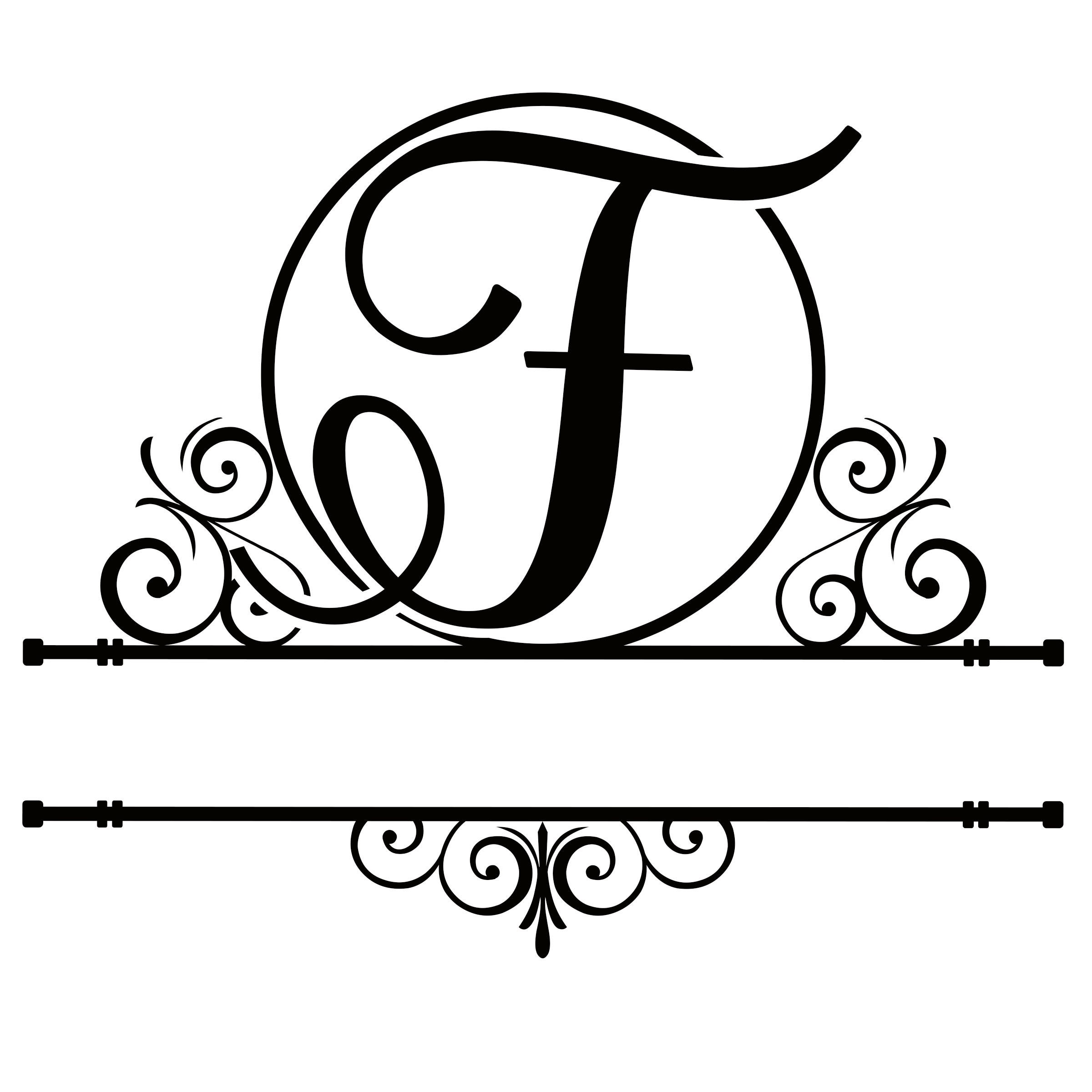 Letter F Split Monogram Digital File Etsy Uk
