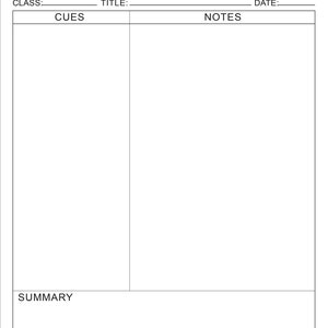 Printable Cornell Notes Plain Template (PDF File) - Etsy