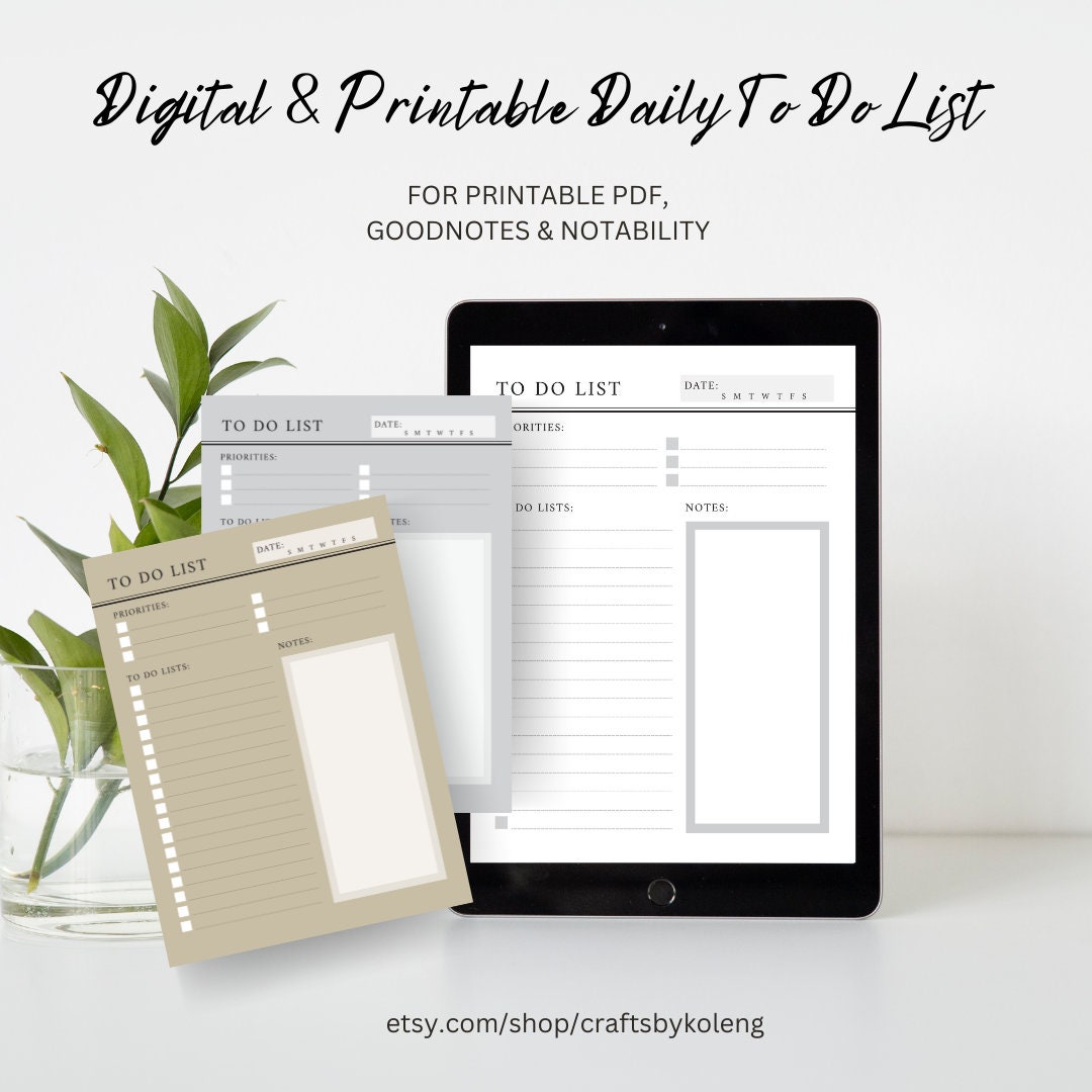 Digital & Printable Daily to Do List (neutral Colors) - Etsy