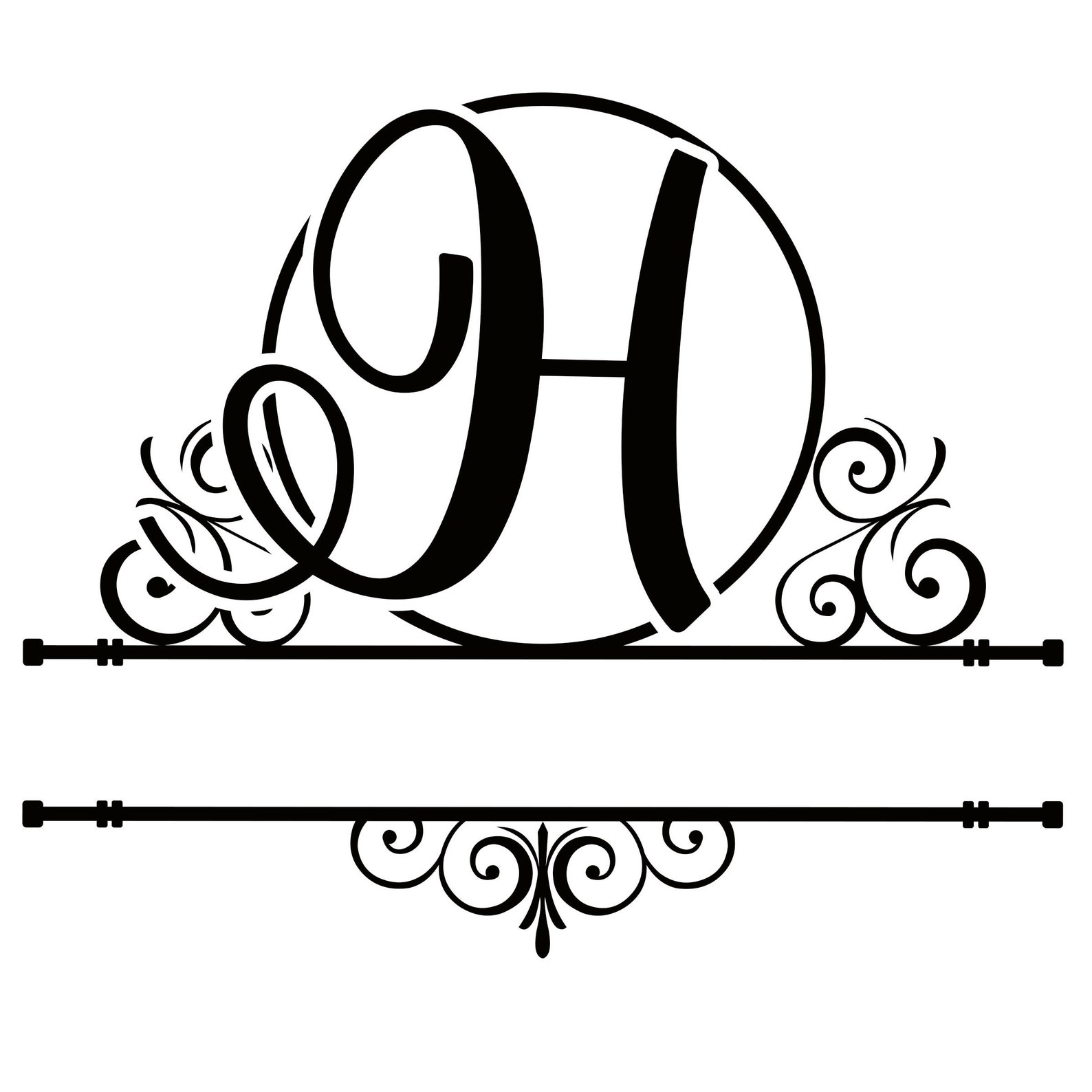 Letter H Split Monogram | Digital File - Etsy