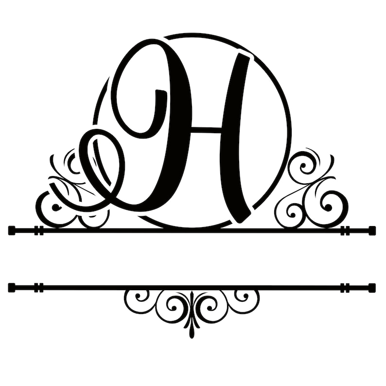 Letter H Split Monogram | Digital File - Etsy