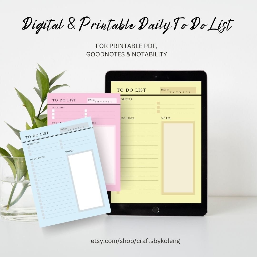 Digital & Printable Daily to Do List - Etsy