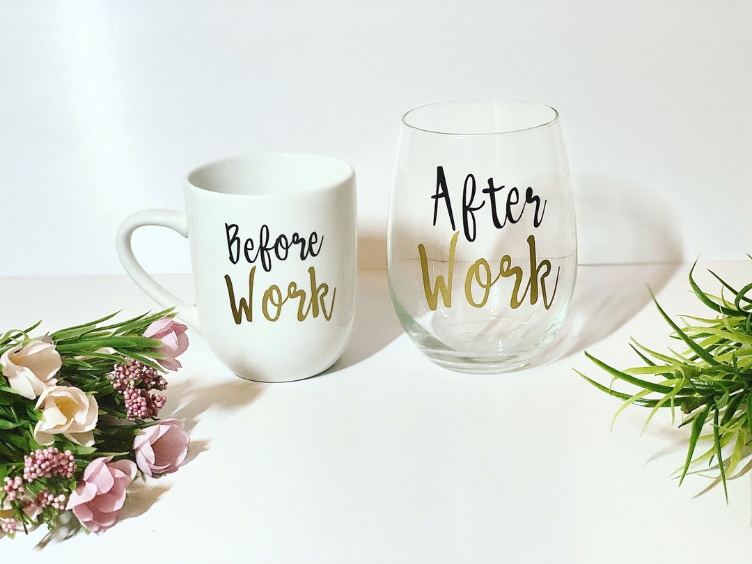 Before & After Work | Mug and Wine Set - Etsy