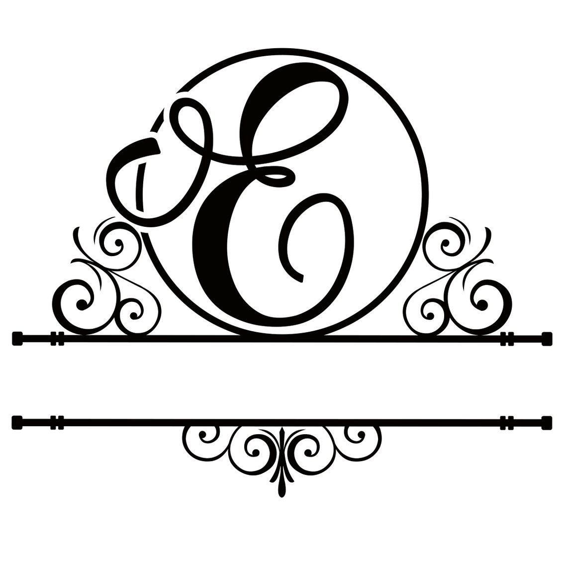 Letter E Split Monogram | Digital File - Etsy