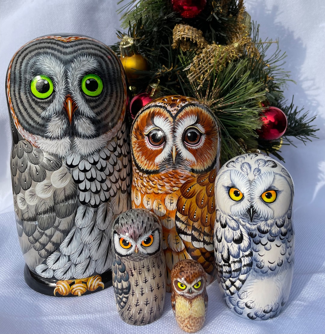 Matryoshka Owl 17.5 Cm, Christmas Tree Toys 5 Pcs, Gift for Children ...