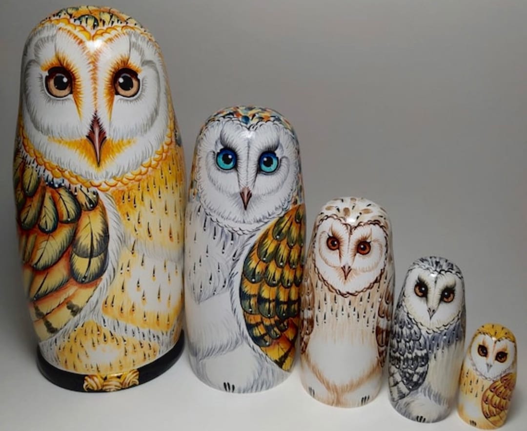 Barn Owl Matryoshka Matryoshka 17 Cm, Matryoshka Dolls 5 Pcs Gift for ...