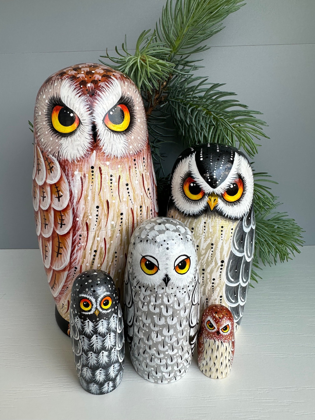 Owl Matryoshka Matryoshka 17.5cm, Matryoshka 5pcs, Gift for Children ...