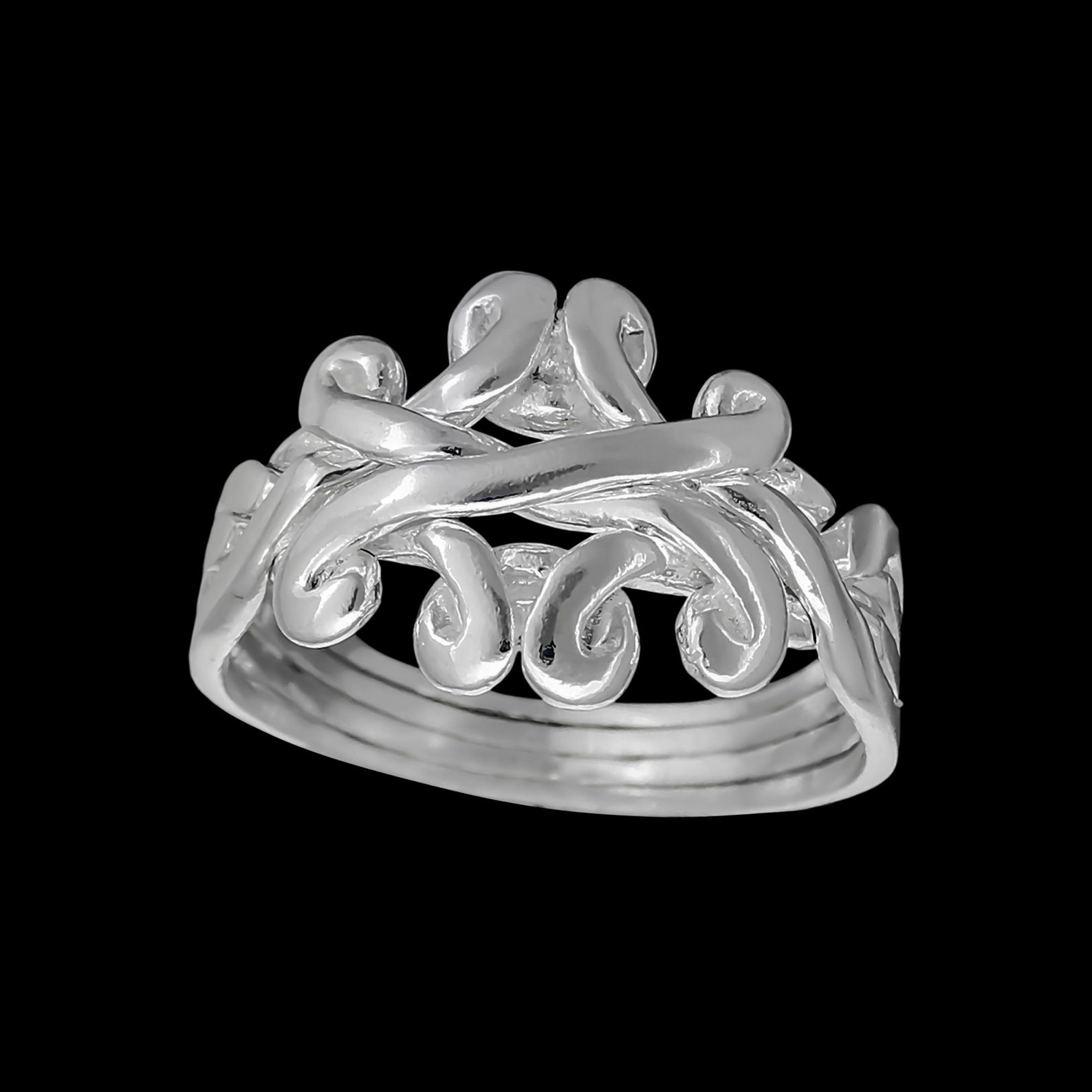 4 Piece Sterling Silver Puzzle Ring in Sizes 6, 7, 8, 9, 10 - Etsy