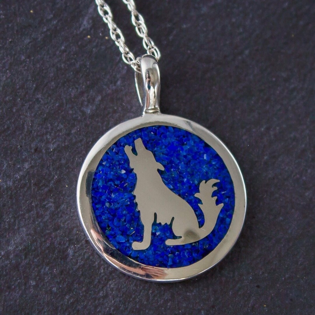 Howling Wolf Pendant Lapis Lazuli Inlay 925 Sterling Silver Navajo ...