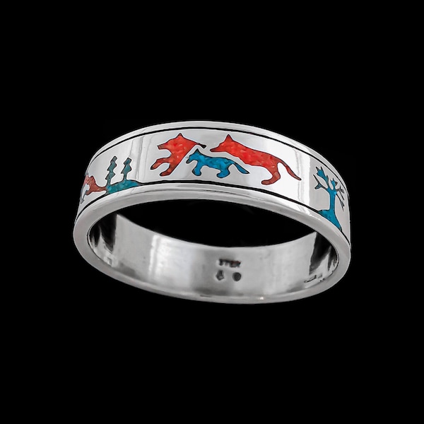 Mens Native American Wolf Ring - Etsy