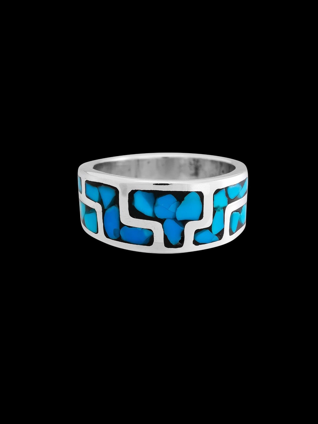 Large Tetris Ring, 925 Sterling Silver Ring, Turquoise, Size 12.5 - Etsy