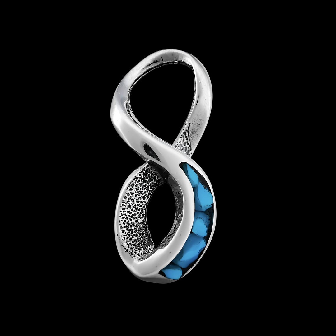 Sterling Silver Infinity Symbol Pendant Inlaid With Turquoise or Opal ...