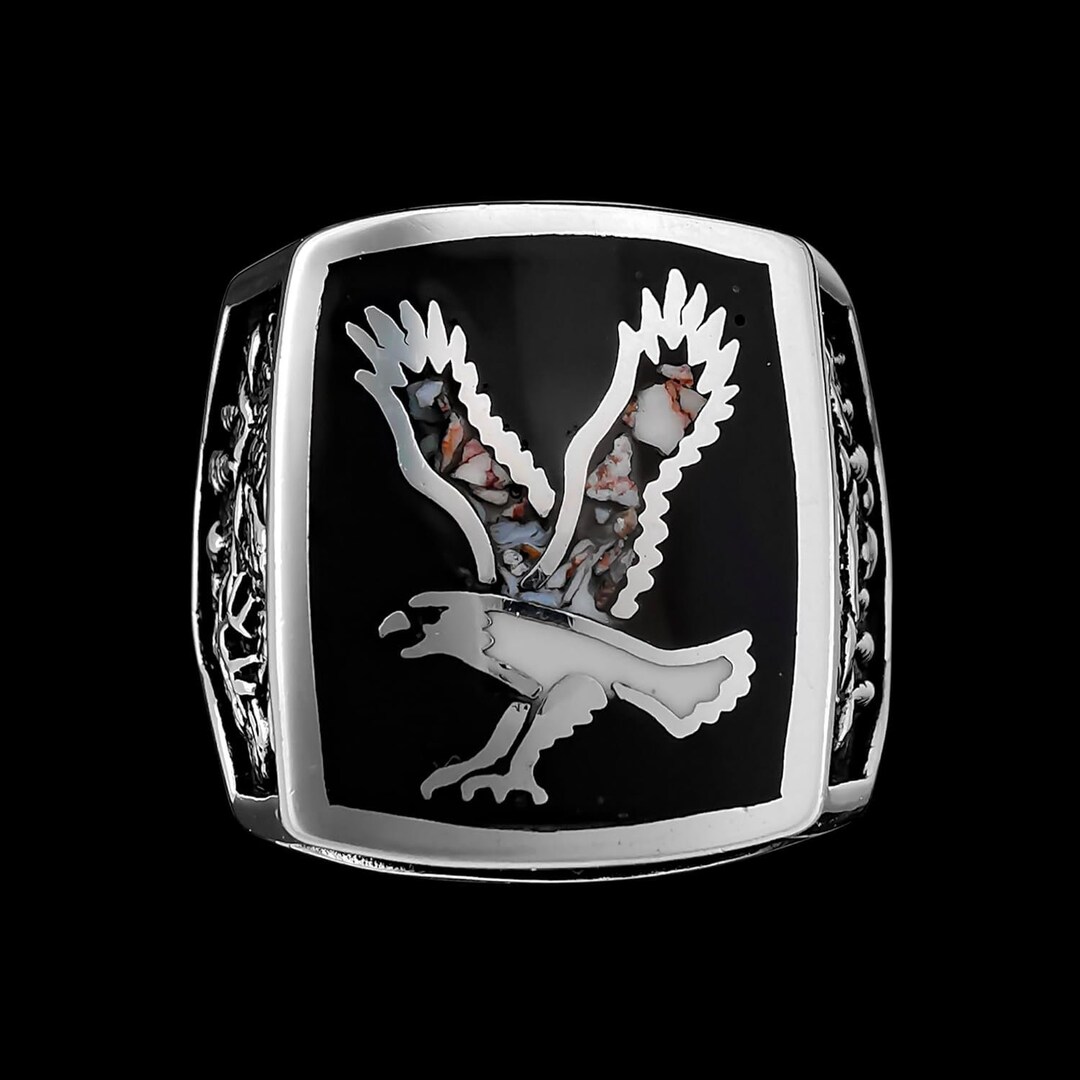 Sterling Silver Soaring Eagle Ring, Scenic Mountain Sides - Etsy