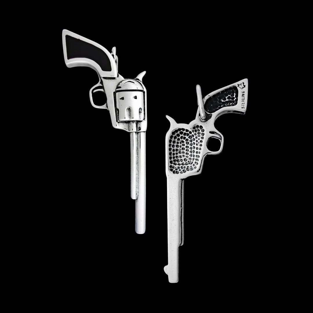Colt Revolver Pendant, 925 Sterling Silver Pendant, Gun Pendant ...