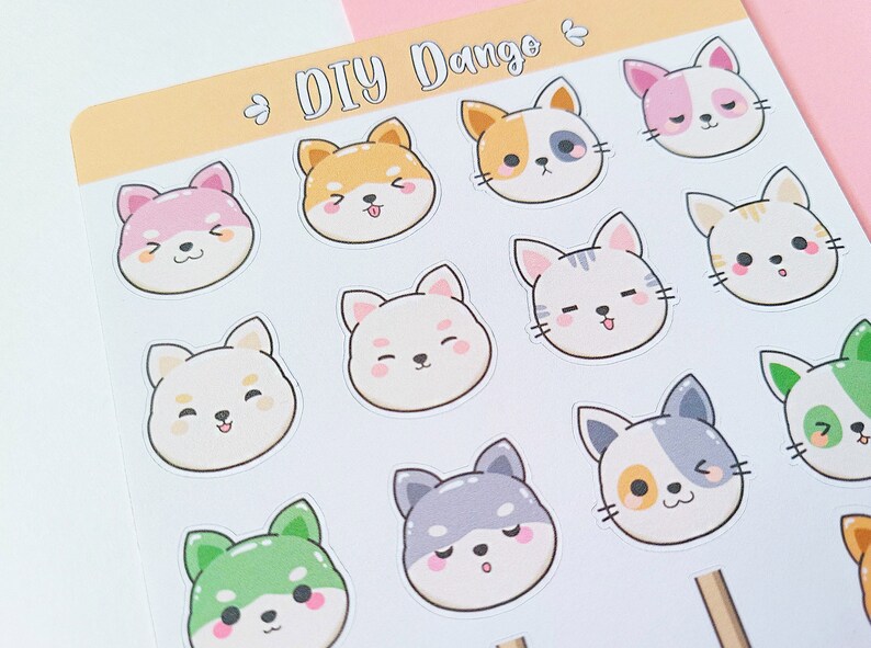 DIY Dango Sticker Sheet Japanese Snack Cute Dog and Cat - Etsy