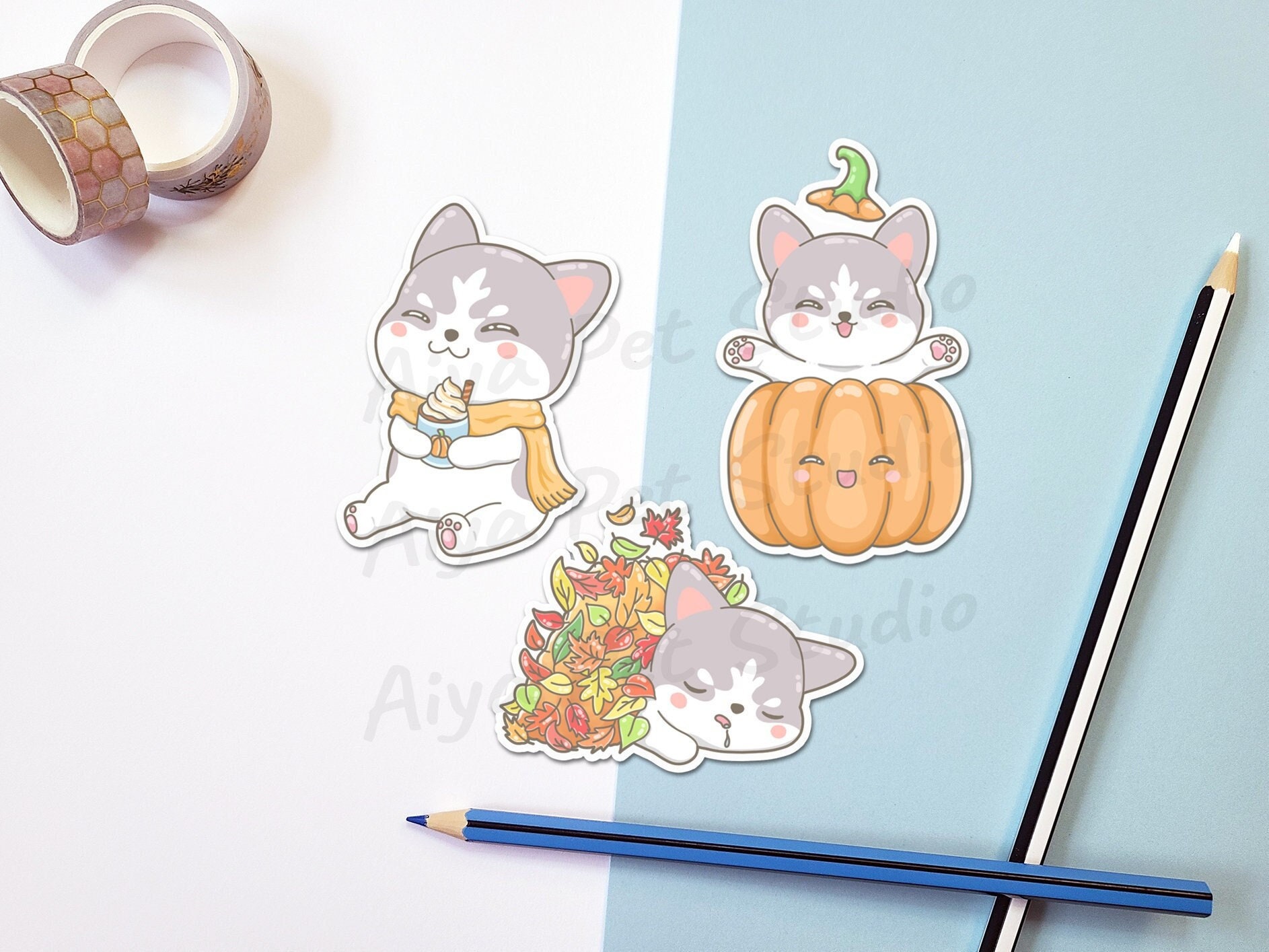 Autumn Pup Sticker Holographic Star Sparkles or Matte - Etsy